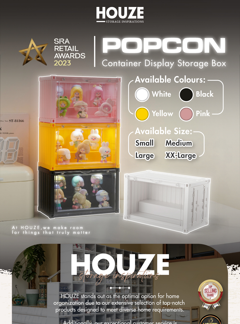 HOUZE - POPCON - S | M | L | XXL Popmart Container Display Box w Shelf ...