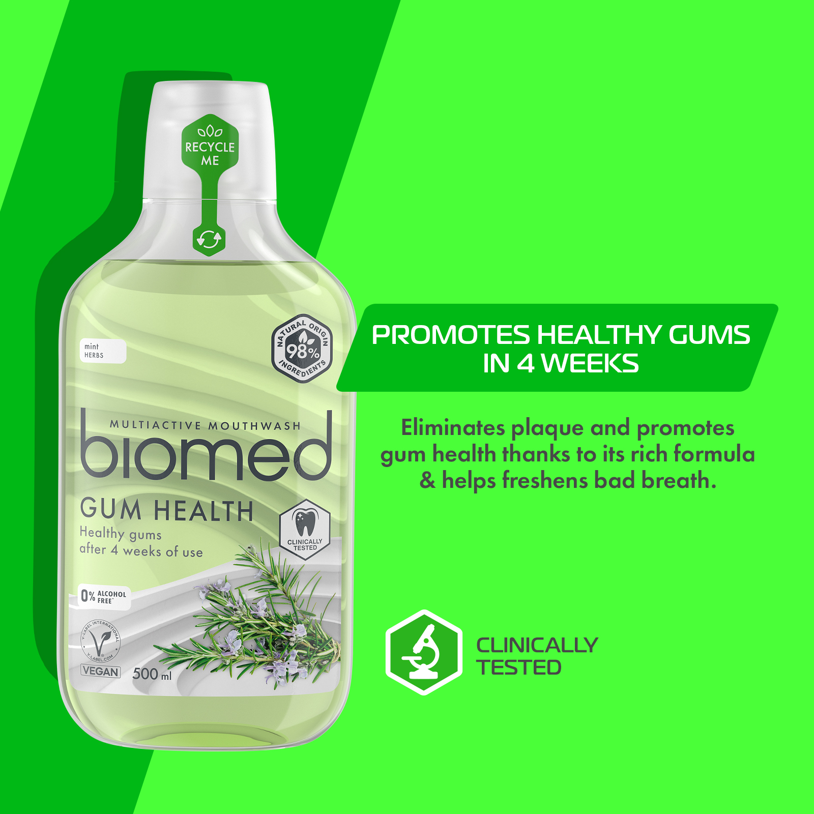 BIOMED Natural Mouthwash GUM HEALTH, Anti inflammatory, Alcohol Free ...