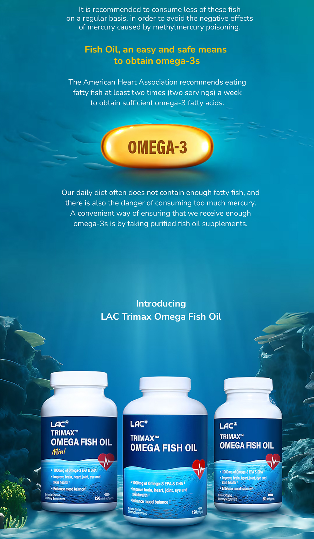 [LAC OMEGAS & FISH OIL] Trimax Omega Fish Oil (60 /120 softgels / 120 ...