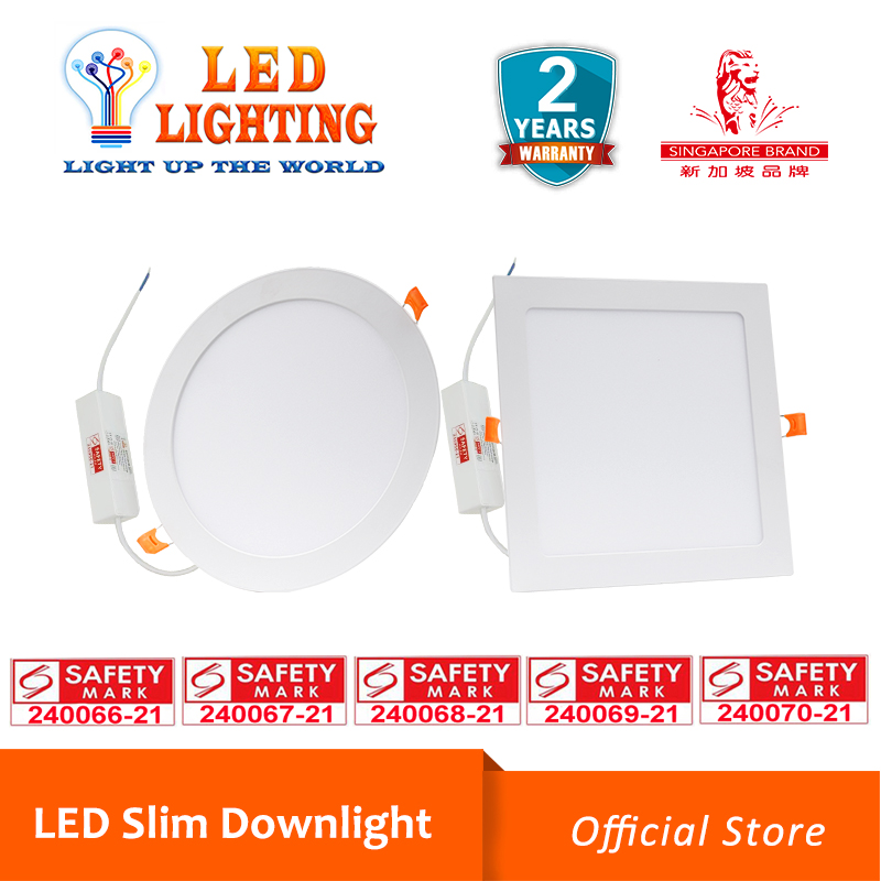 【SG STOCK】Slim LED Downlight Panel Square & Round Safety Mark Certified 7W/9W/12W/15W/18W/24W 2 ...