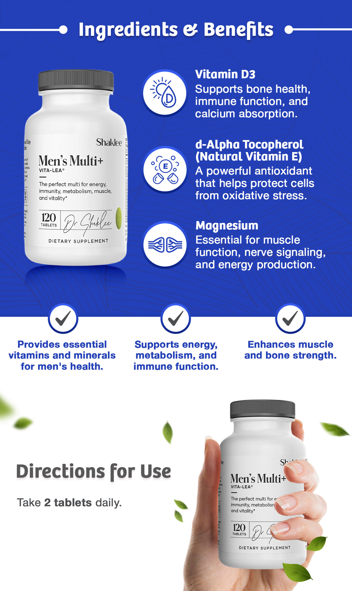 Shaklee Vita-Lea Men's Multi (120 tablets) - For Heart, Bone, Immune ...