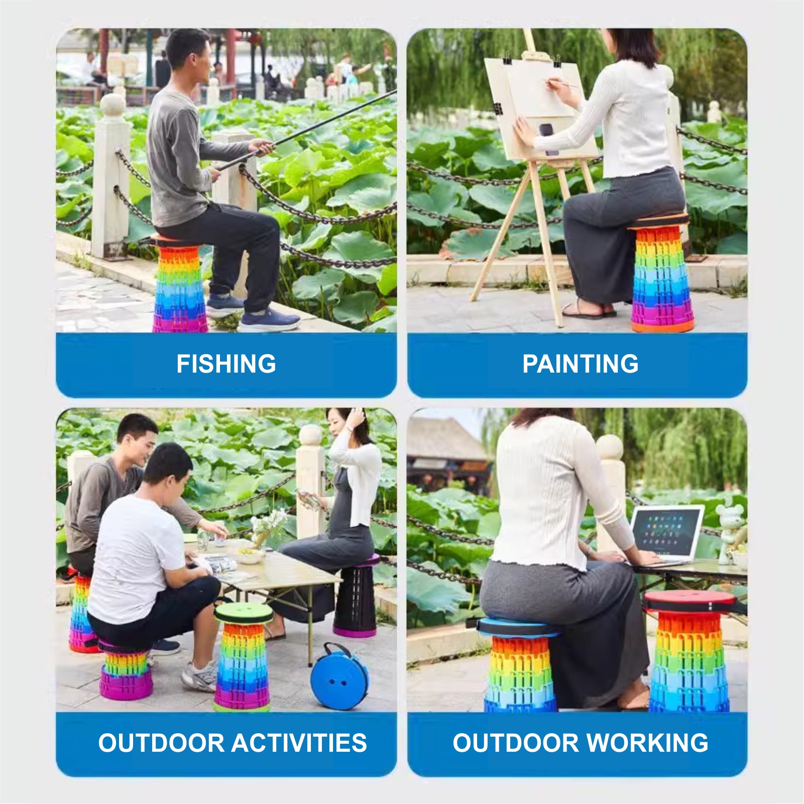 🇸🇬Lucky Home🔥Foldable Stool Collapsible Portable Stool Telescopic ...