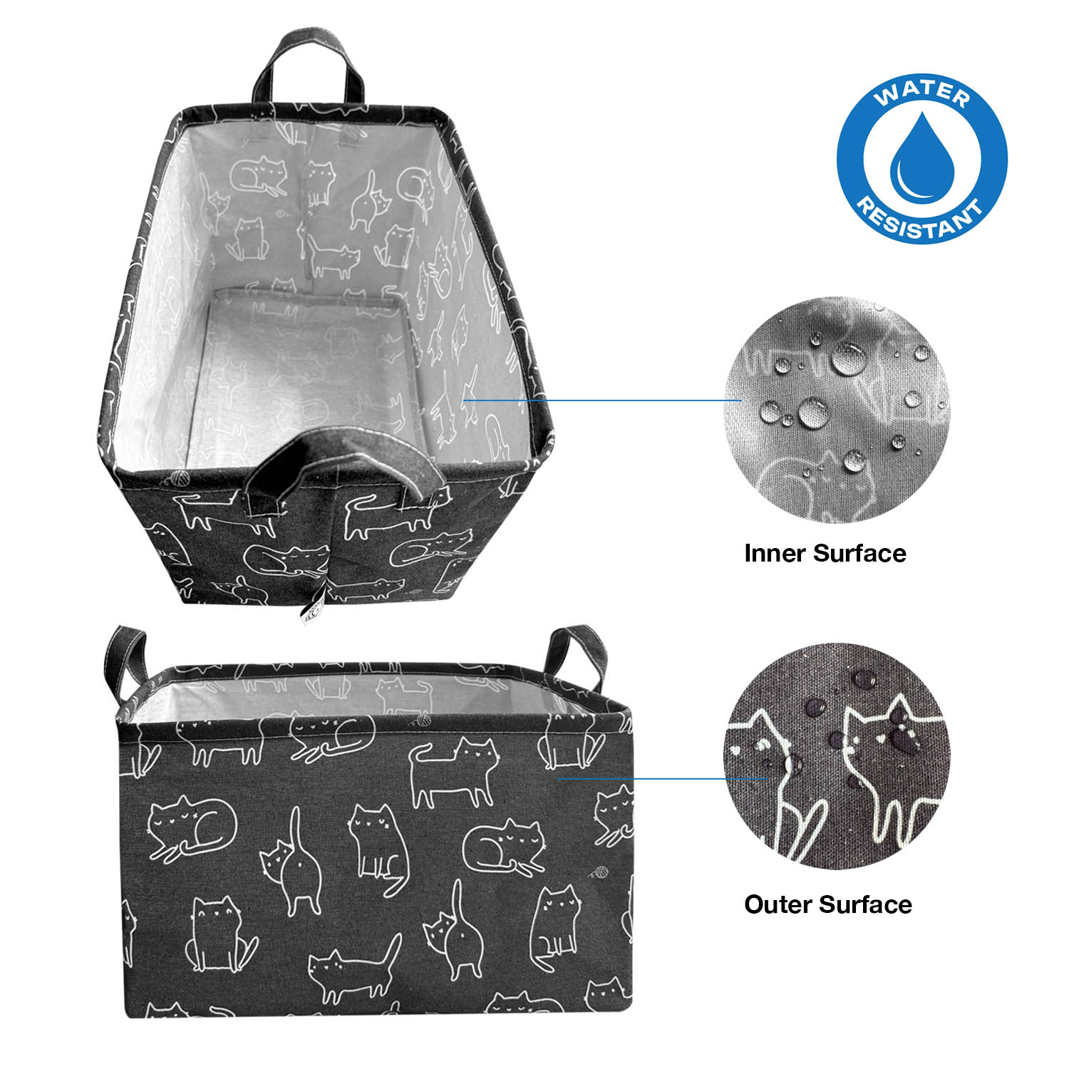 FLOCK THREE Canvas Storage Bin – Collapsible Fabric Basket with Handles ...