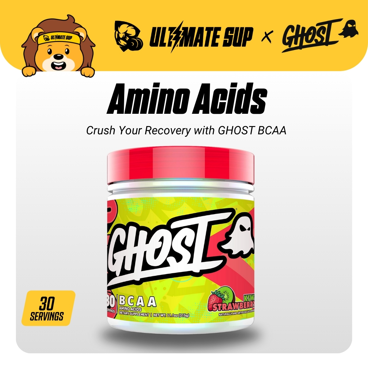 GHOST, BCAA Powder, Amino Acids, Supports Muscle Growth, Boosts ...