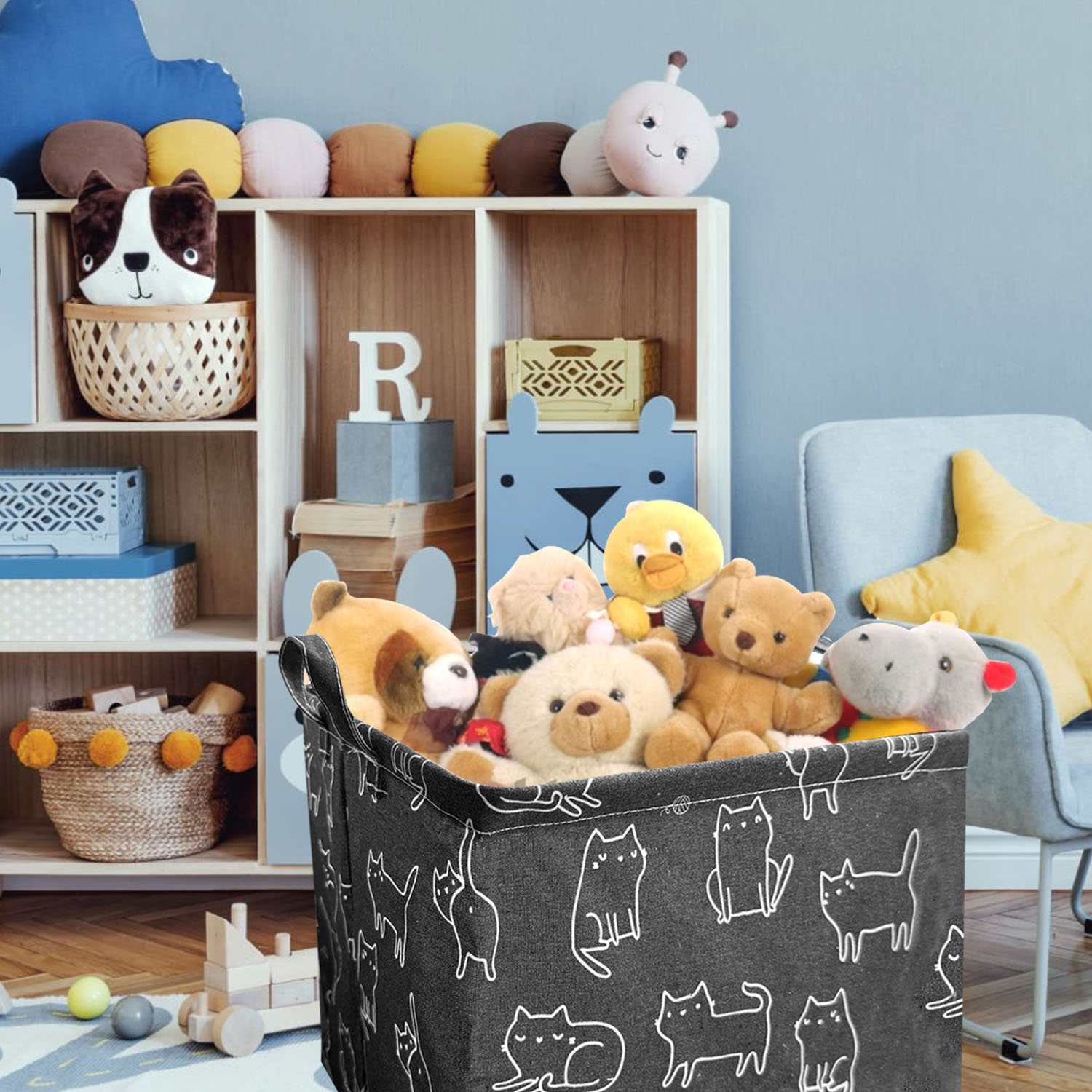 FLOCK THREE Canvas Storage Bin – Collapsible Fabric Basket with Handles ...