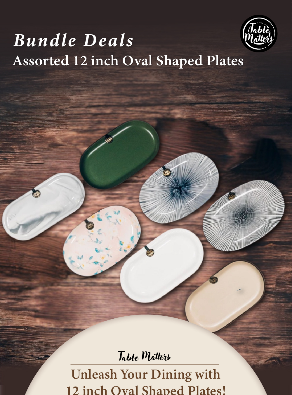 Table Matters - Assorted 12 inch Oval Shaped Plate [Oval Plate ...