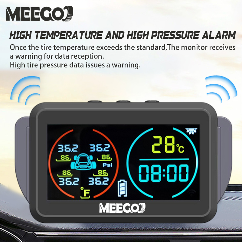 MeeGoo Wireless Solar TPMS Car Tyre Pressure Monitor And Temperature ...