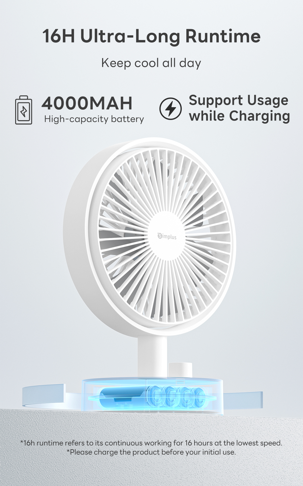 Simplus Desktop Fan | Portable Fan | Stepless Speed Control | Wide ...