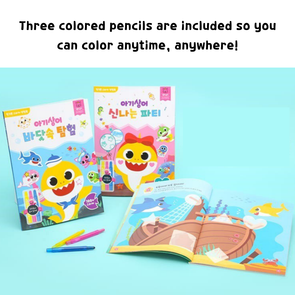Pinkfong Baby Shark Sticker & Coloring Book with Colored Pencils Kids ...
