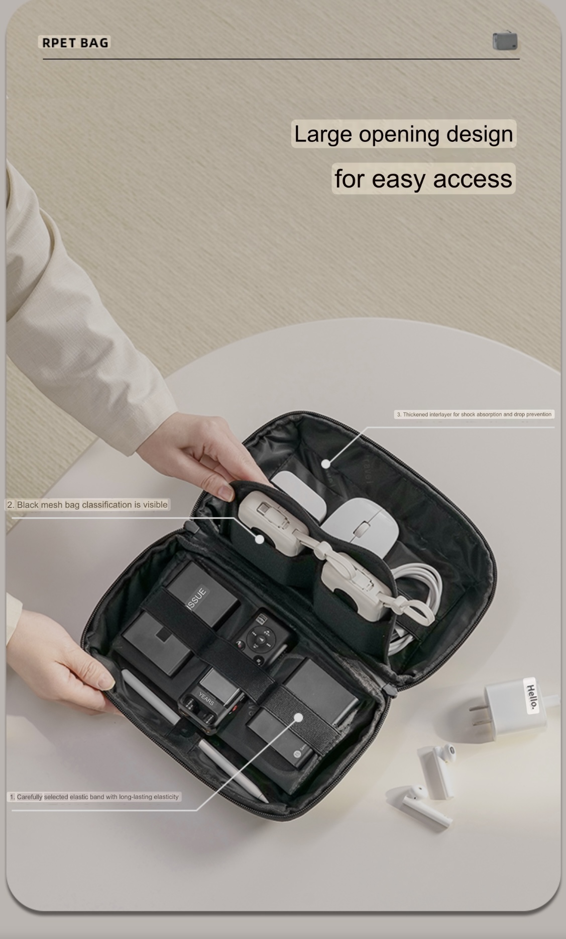 【Local Ready Stock】RPET Travel Digital Bag | Tech Pouch Organizer ...