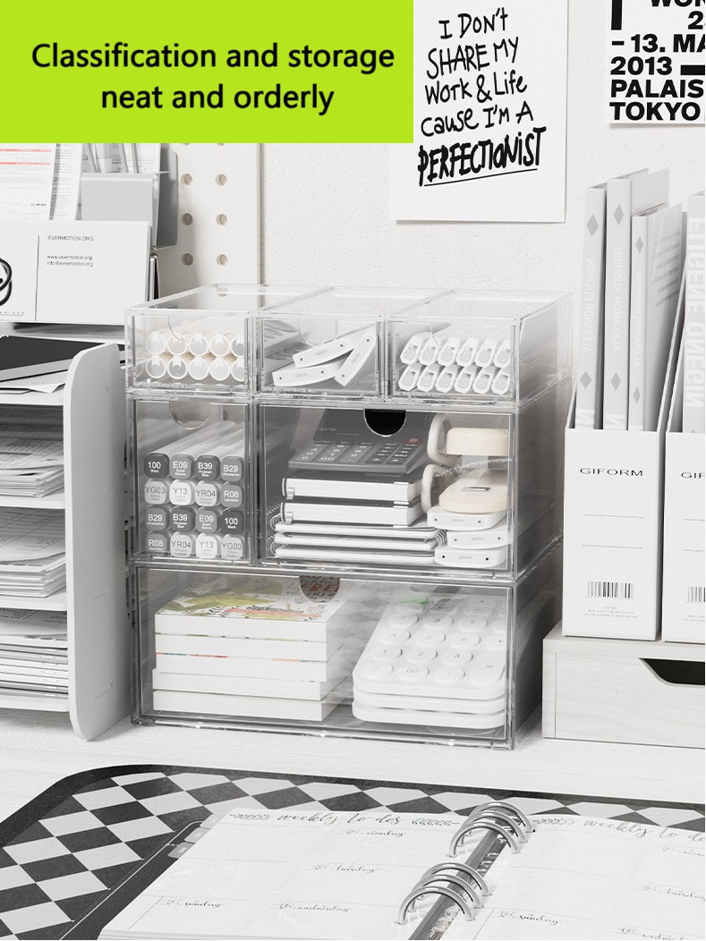 Transparent Desk Organiser Stationery Storage Drawer Desk Drawer ...