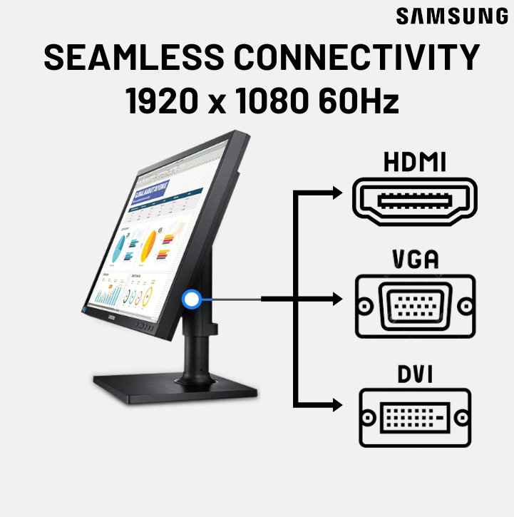 Samsung monitor 22 inch Full HD HDMI VGA DVI ports 1920x1080 LED ...