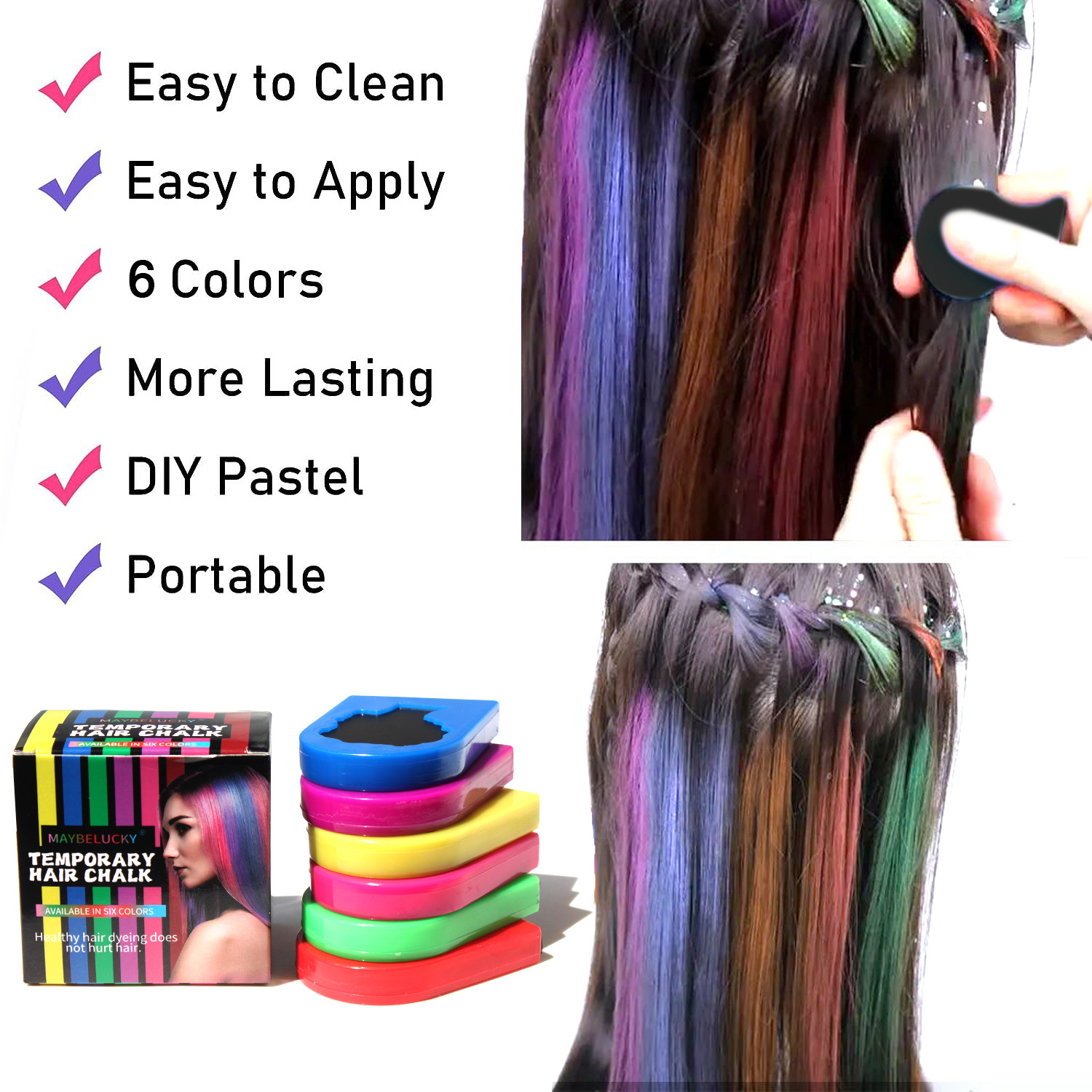 SG Stock DIY Temporary Hair Chalk Temporary Dye Soft Pastel Party ...