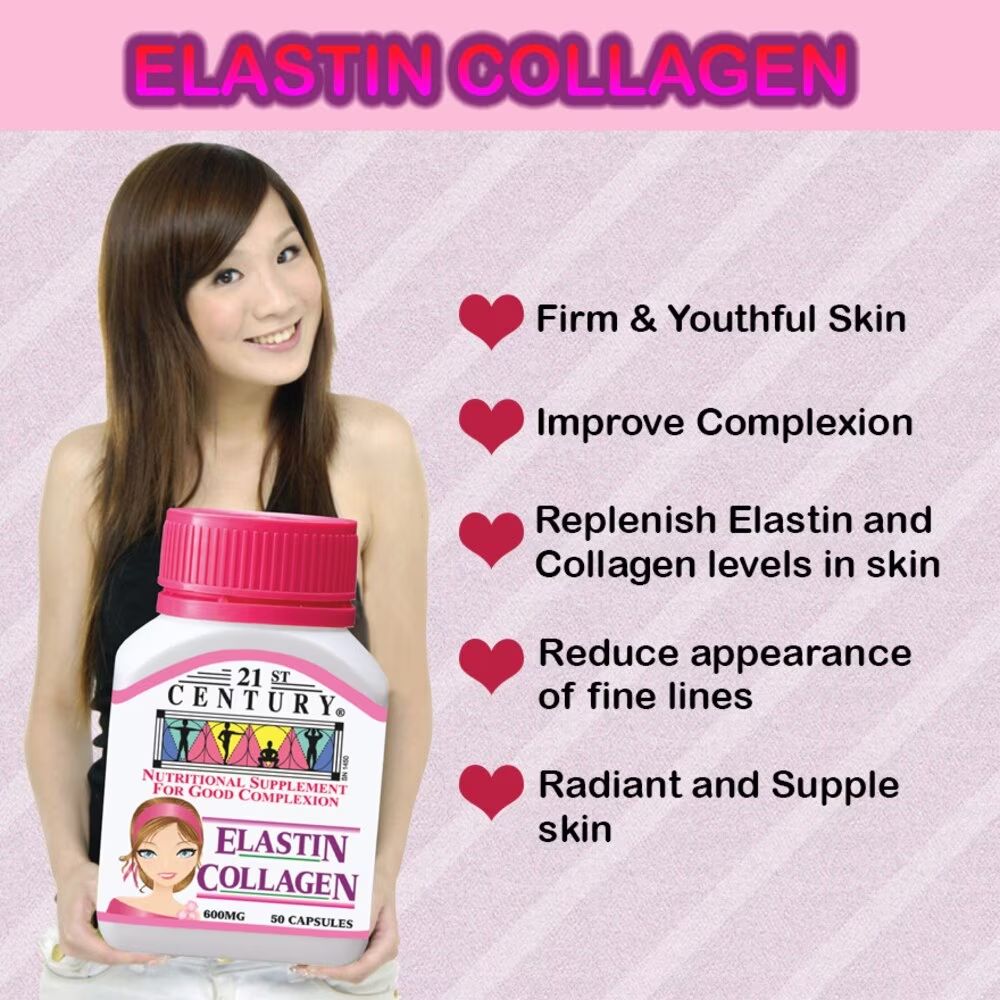 21ST CENTURY Elastin Collagen Nutritional Supplement Capsules for Good ...