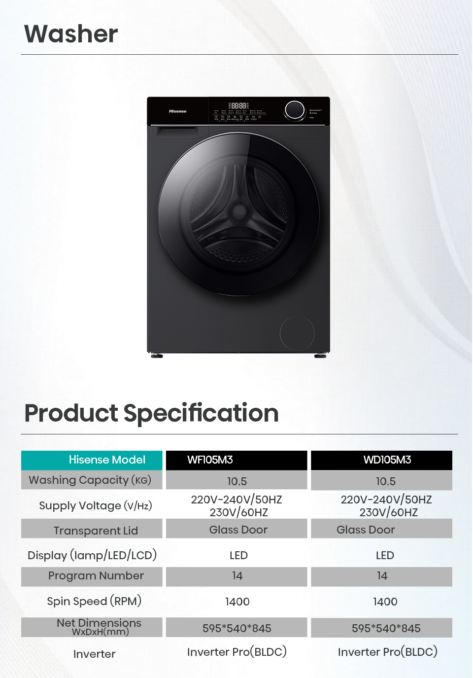 Hisense 10.5kg/7kg Front Load Washing Machine & Dryer, SE Series ...