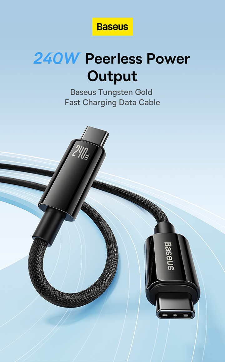 Baseus Fast Charging Data Cable Type-C to Type-C 240W PD3.1 480Mbps For ...