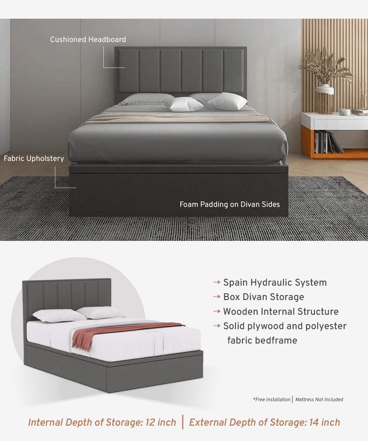 Penny Fabric Storage Bed Frame | Shopee Singapore