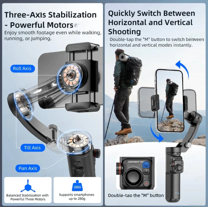 【SG】M01 M02 3-Axis Gimbal Stabilizer Professional Selfie Stick Phone ...