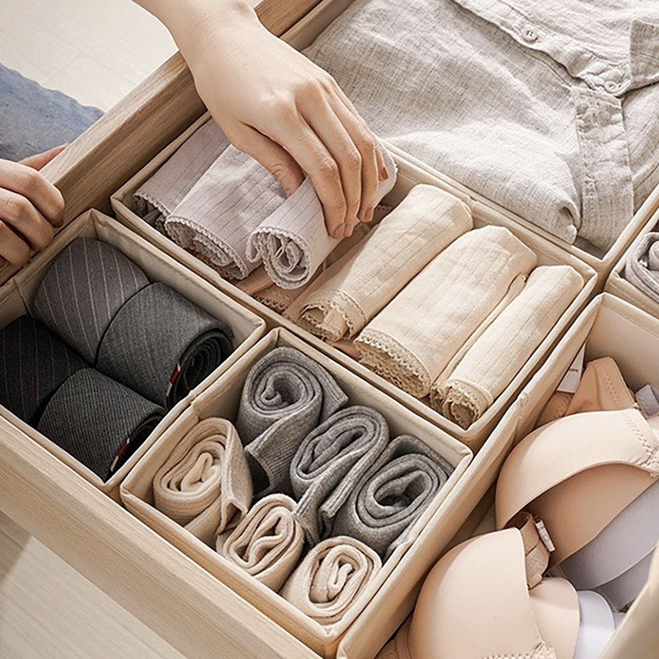 [PURE SERIES] Minimalist Style Foldable Linen Drawer Organiser Clothes ...