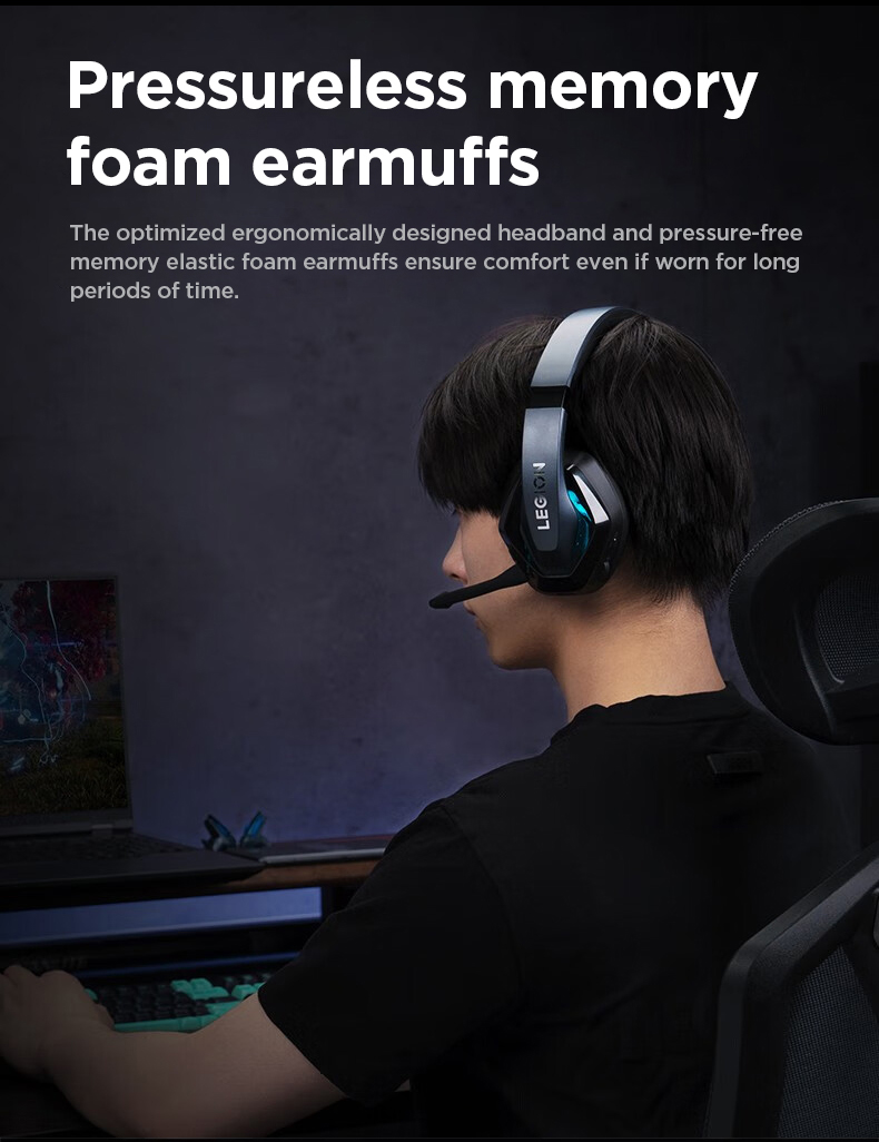 Lenovo LEGION H5 Bluetooth Wireless Over Ear Gaming Ergonomic Headphone ...