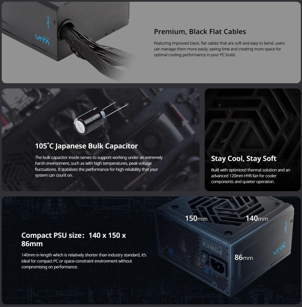 FSP VITA GD 750W / 850W ATX3.1 PCIe5.1 READY GOLD 80+ NON-MODULAR PSU ...