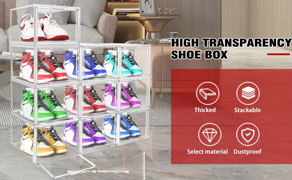 ⚡SG Next Day Delivery⚡Transparent Ultra Clear High Capacity Shoe Box ...