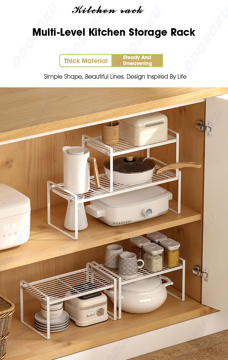ODOROKU 33/50cm Stackable Kitchen Cabinet Shelf Organizer Rack Pantry ...