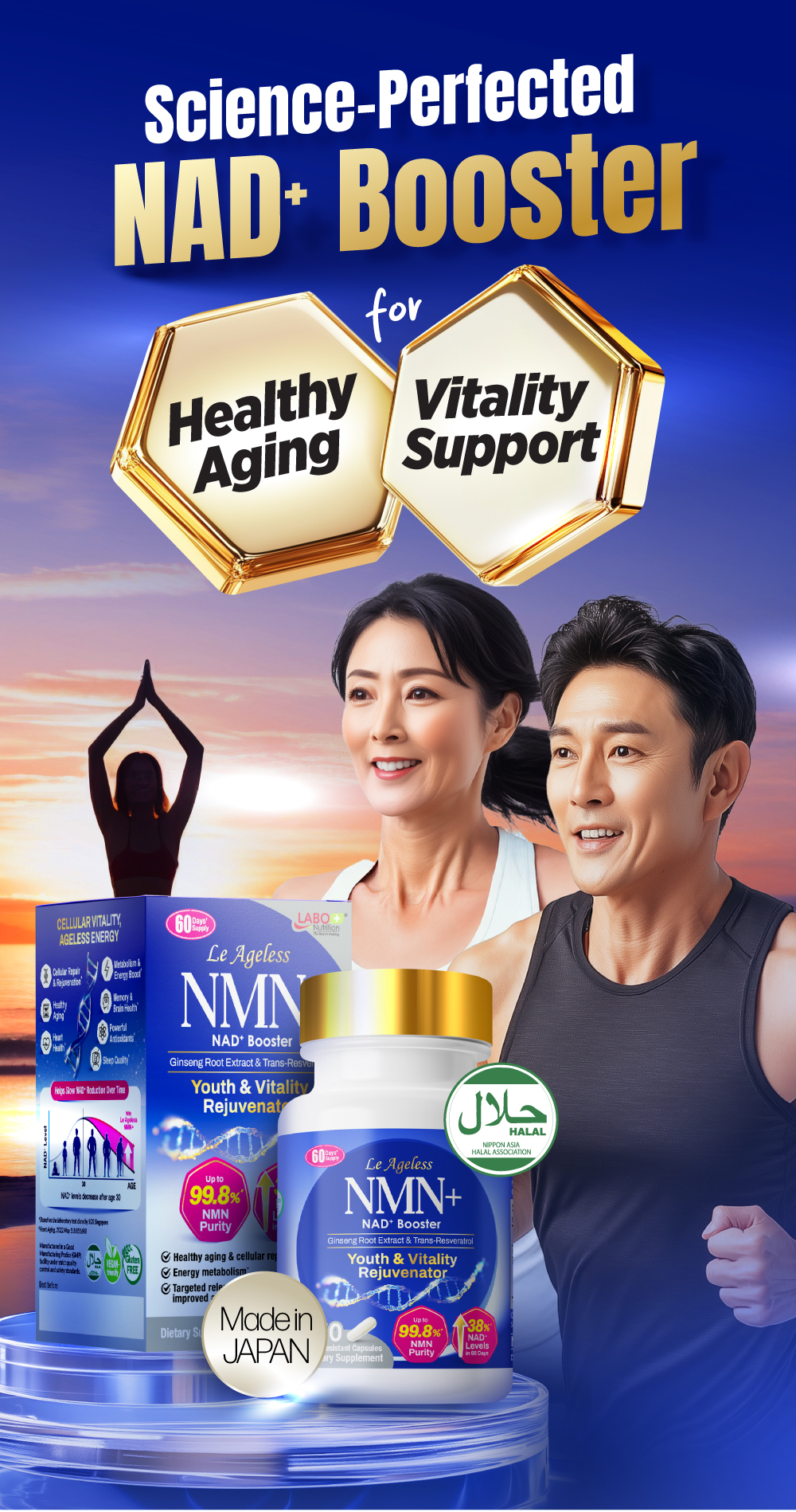 LABO Nutrition Le Ageless NMN 600mg with NAD+ Boosters for Anti Aging ...