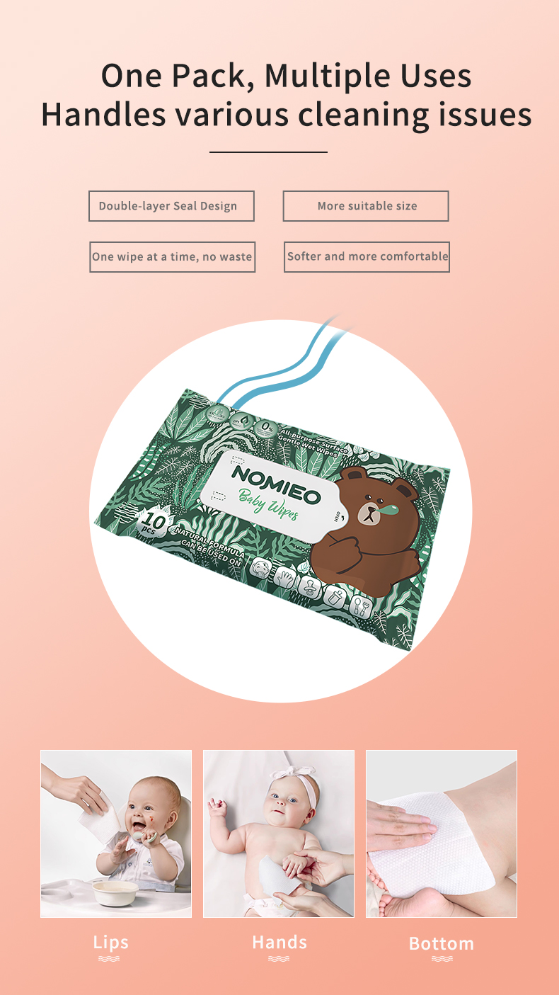 Nomieo Mini Wet Wipes Travel Pack Pocket Wet Wipes Plant-based and Skin ...