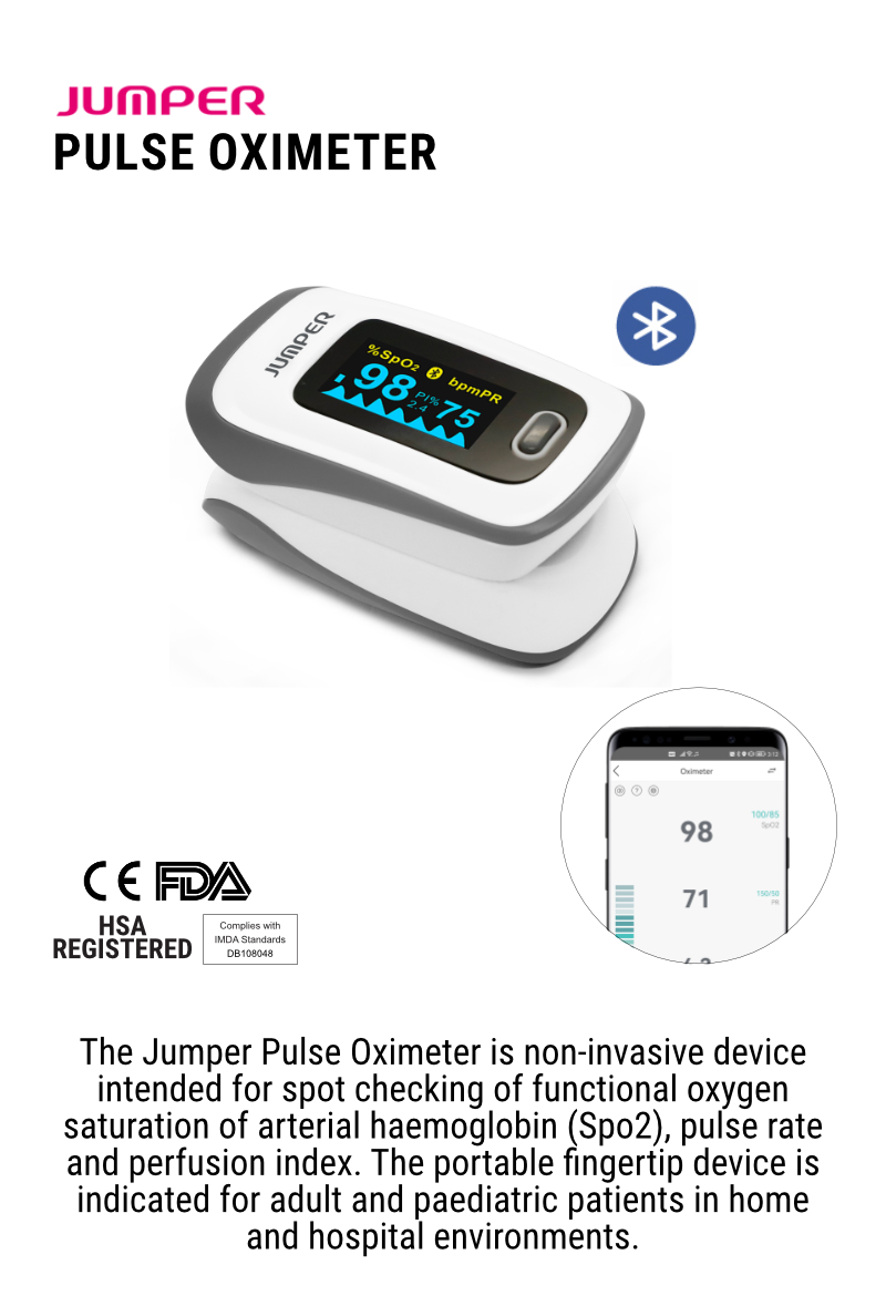 [Jumper] Pulse Oximeter (JPD-500F) (Bluetooth, Smart App, HSA ...