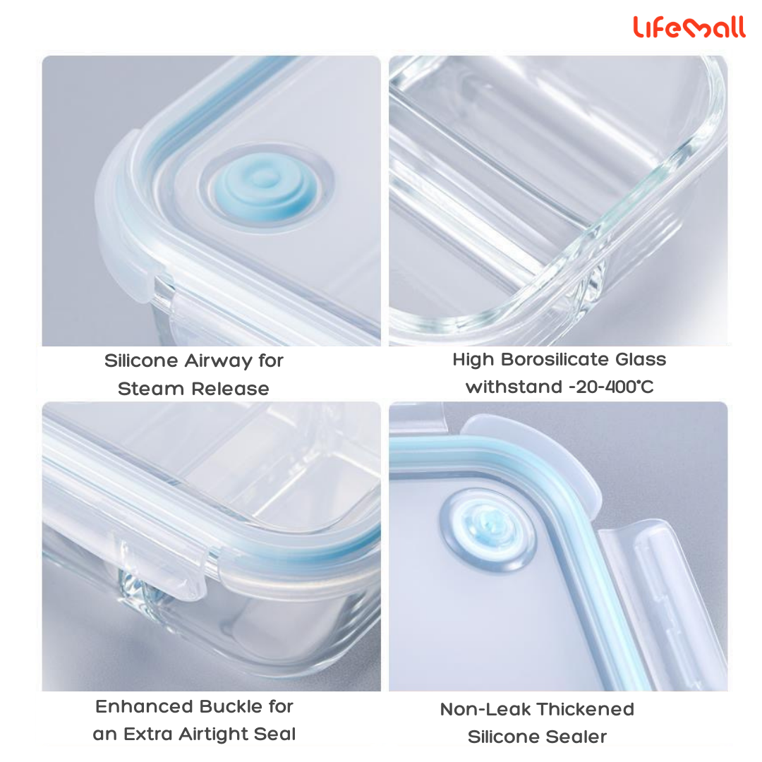 LifeMall - FlexSeal Glass Food Container | Glass Lunch Box ...
