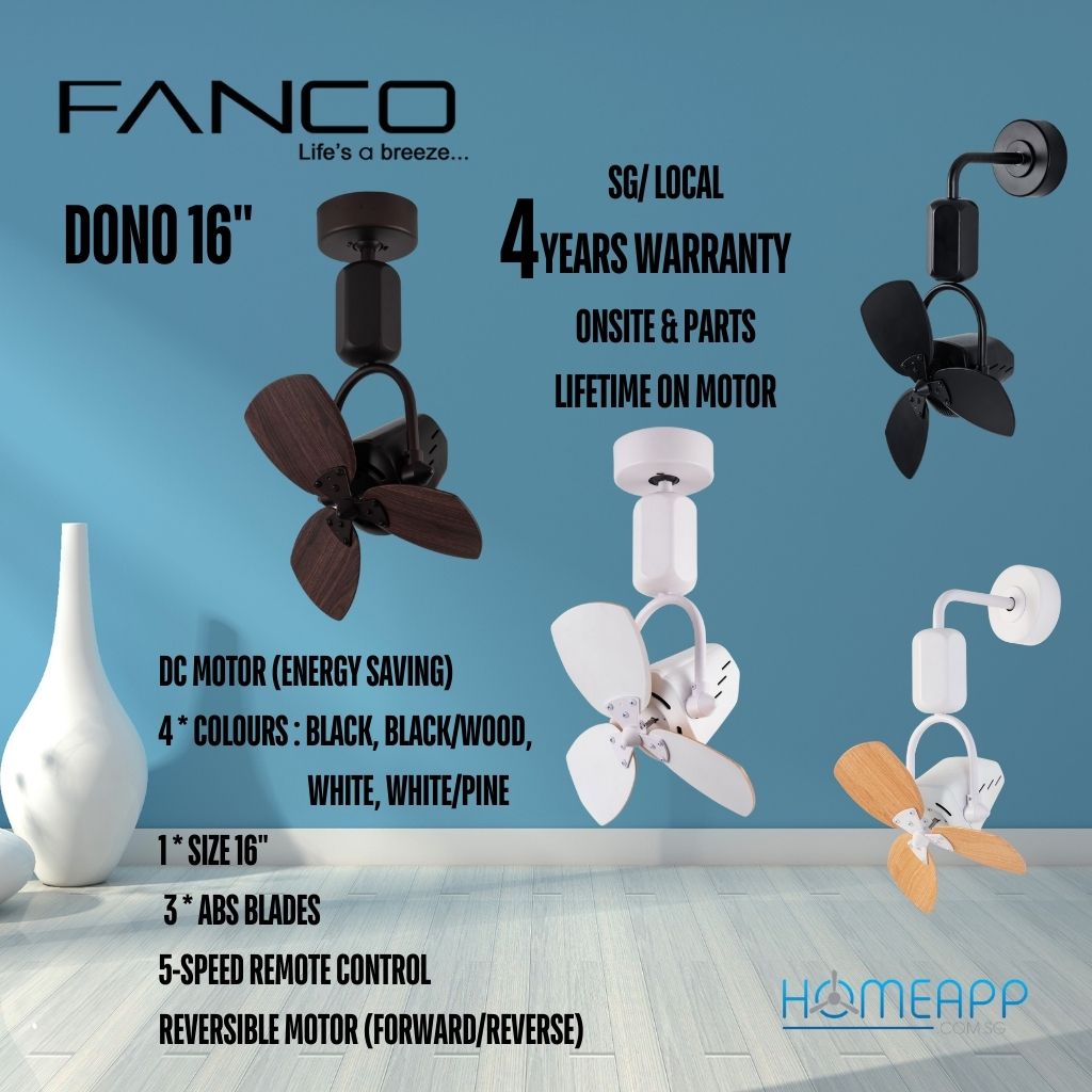 Installation FANCO Dono 16" VINO 18" DC ceiling corner wall fan remote ...