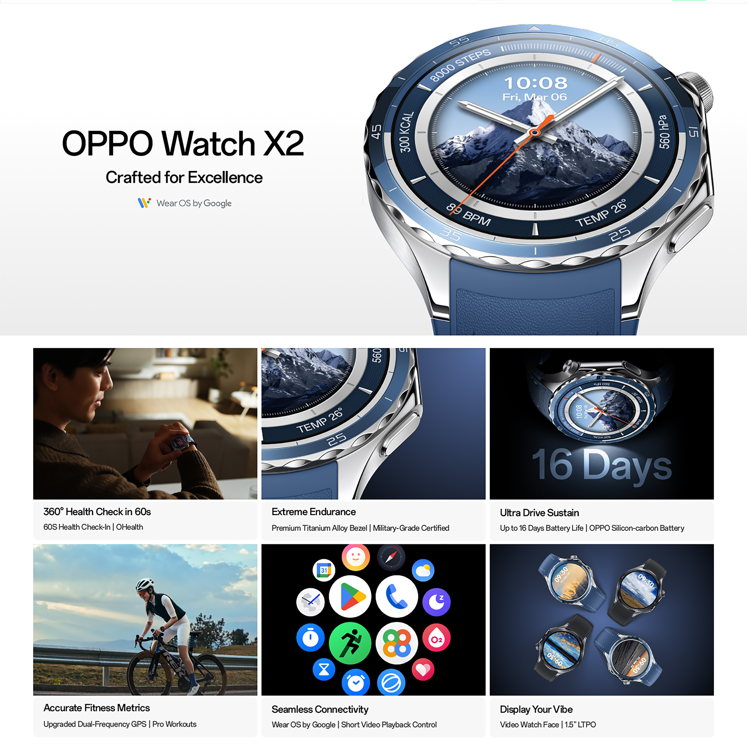 OPPO Watch X2 / Up to 120 Hours in Smart Mode / Upgraded Dual-Frequency ...