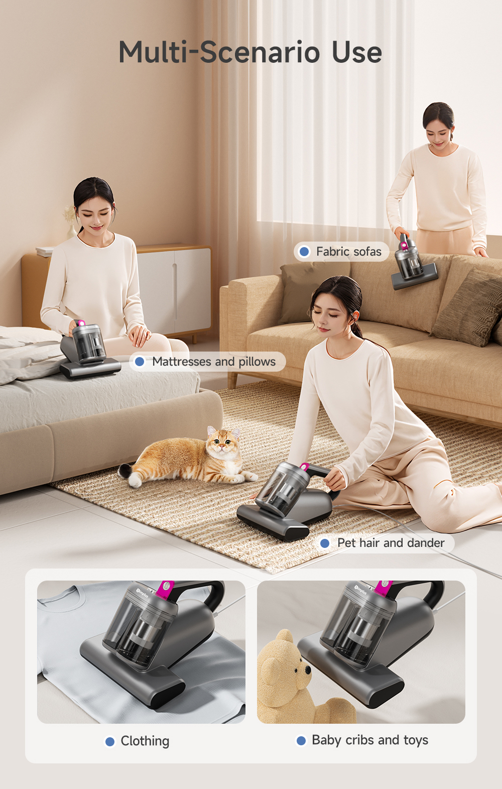 Simplus Dust Mite Vacuum Cleaner | UV Light | 55°C Hot Air Drying | 14 ...