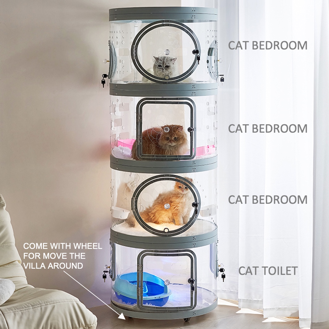 ⭐ROUND CAT VILLA⭐ Transparent Cat Condo Cat Tower Kitten Multi Cat ...