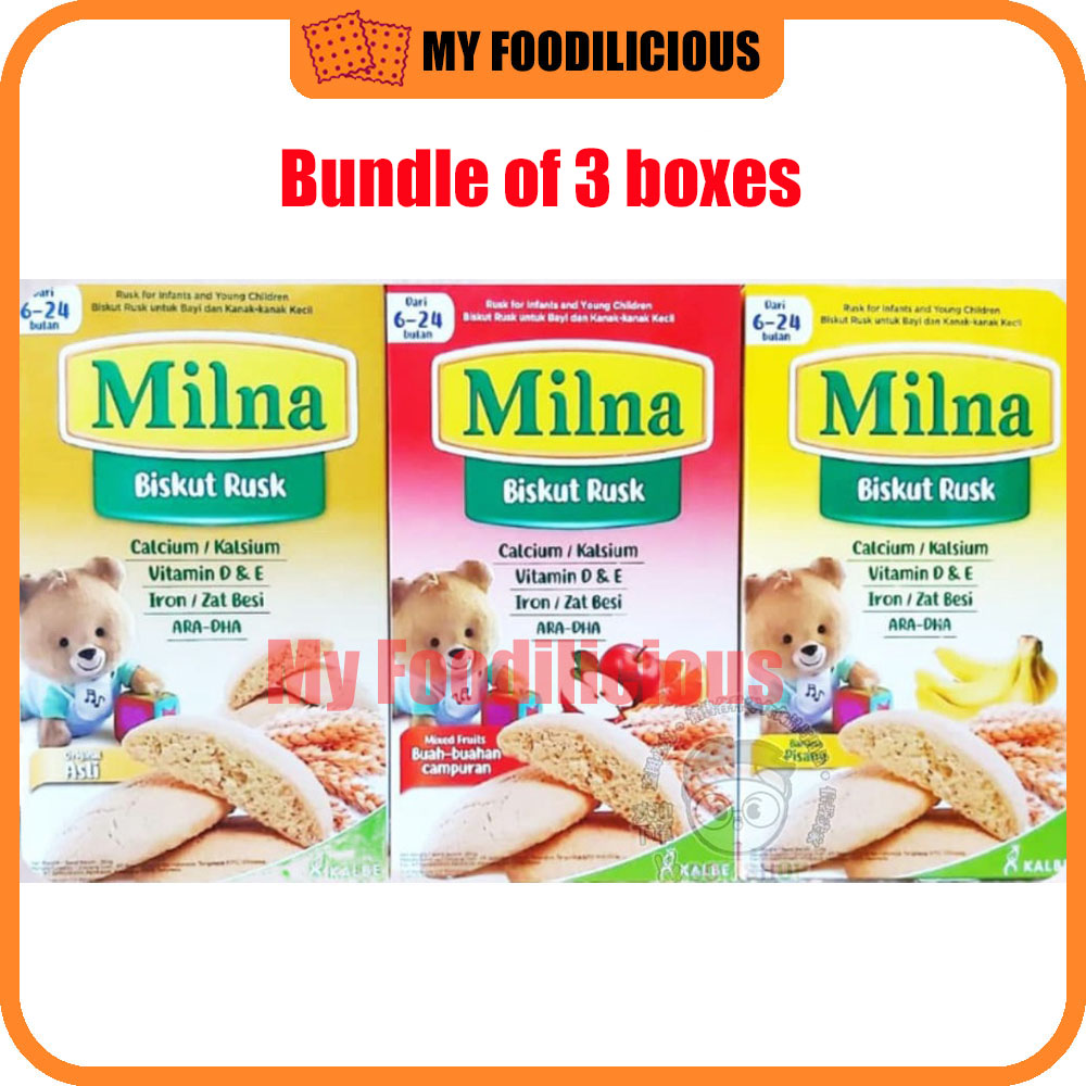 MILNA Biskut Rusk 6-24 Month Original/Mix Fruit/Banana 130g/260g ...