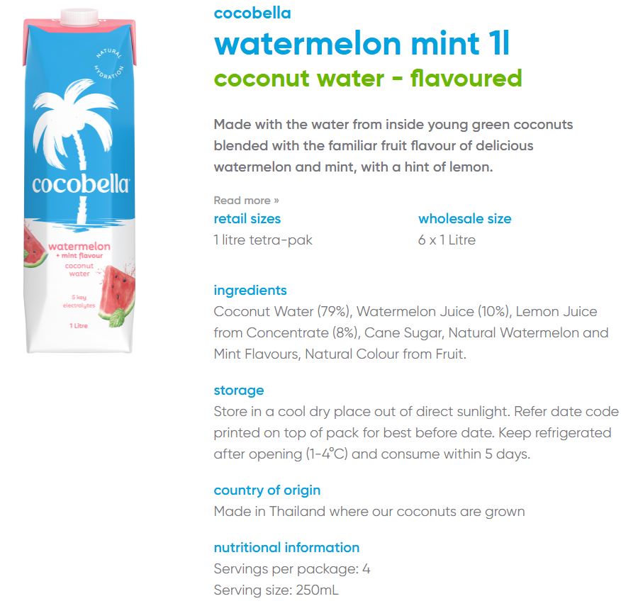 [Bundle of 6] COCOBELLA Coconut Water 1L| No.1 Brand in Aus | Pure ...