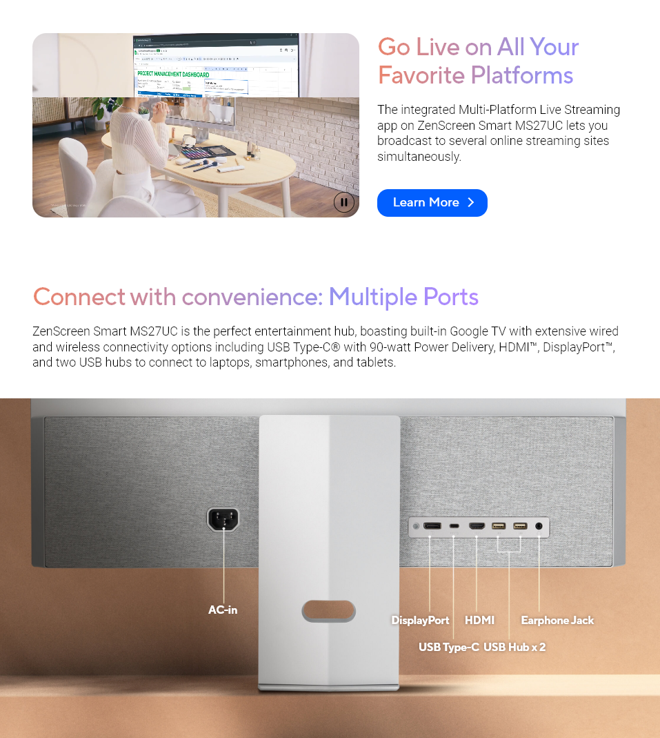 ASUS ZenScreen Smart Monitor MS27UC - 27", 4K UHD, IPS, Powered by ...