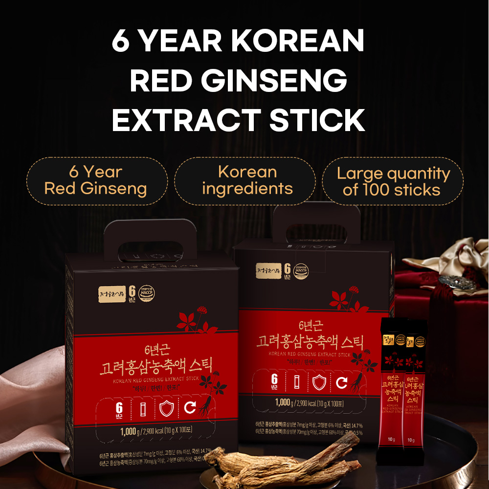 JUNGWONSAM Korean 6 Years Red Ginseng Extract Stick (10gX100sticks ...