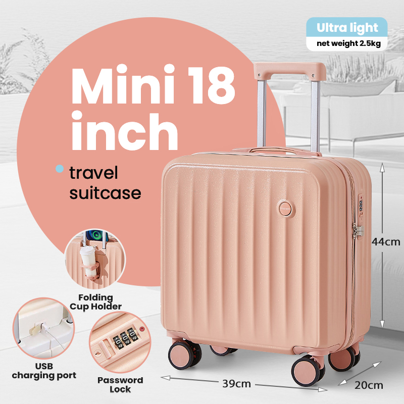 18 inch Luggage ABS+PC luggage with Cup Holder murah beg bagasi murah ...