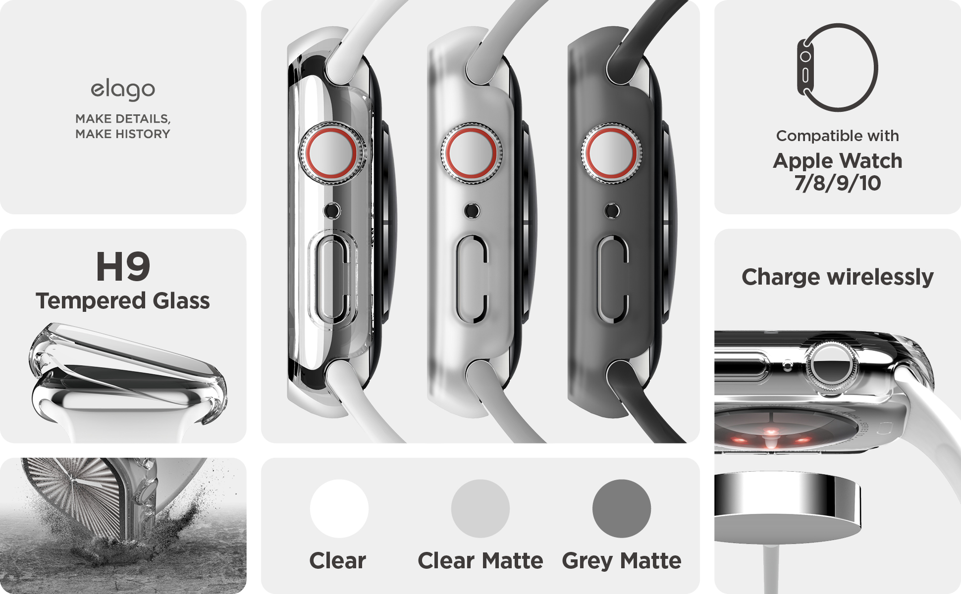 elago Clear Shield Case Compatible with Apple Watch 10, 9, 8, 7 Series ...