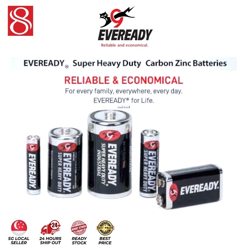 EVEREADY super heavy duty battery size C (R14 ) , size D (LR20 ) 1.5V ...