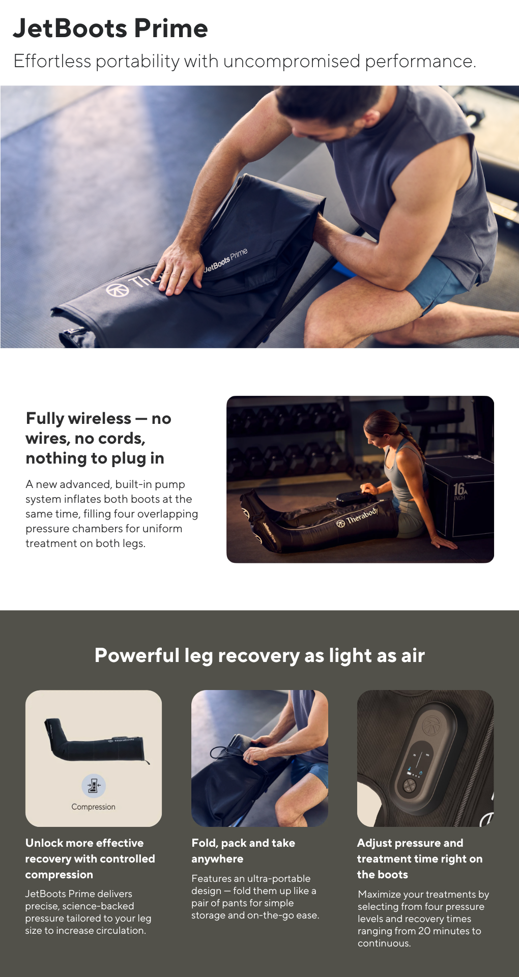Therabody JetBoots Prime Ultra-Portable, Wireless Compression Boots for ...