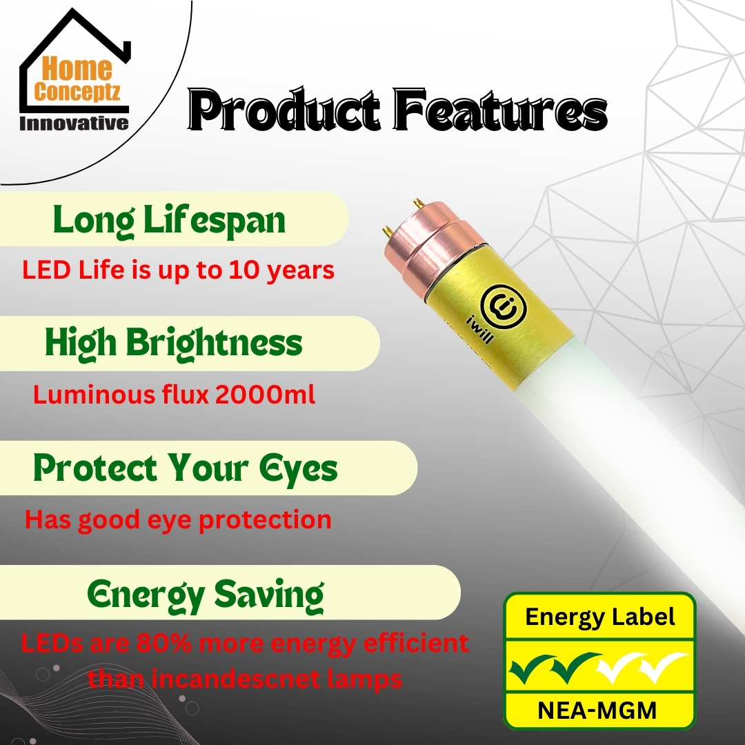 [ Electrical ] IWILL T8 LED Light Tube 2FT ( 14W ) & 4FT ( 30W ) LED Fluorescent Extra Bright ...