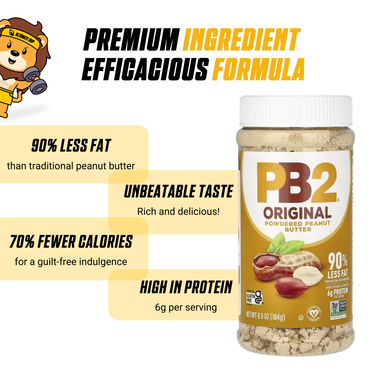 PB2 Foods, The Original PB2, Powdered Peanut Butter, Original, 6.5 oz ...