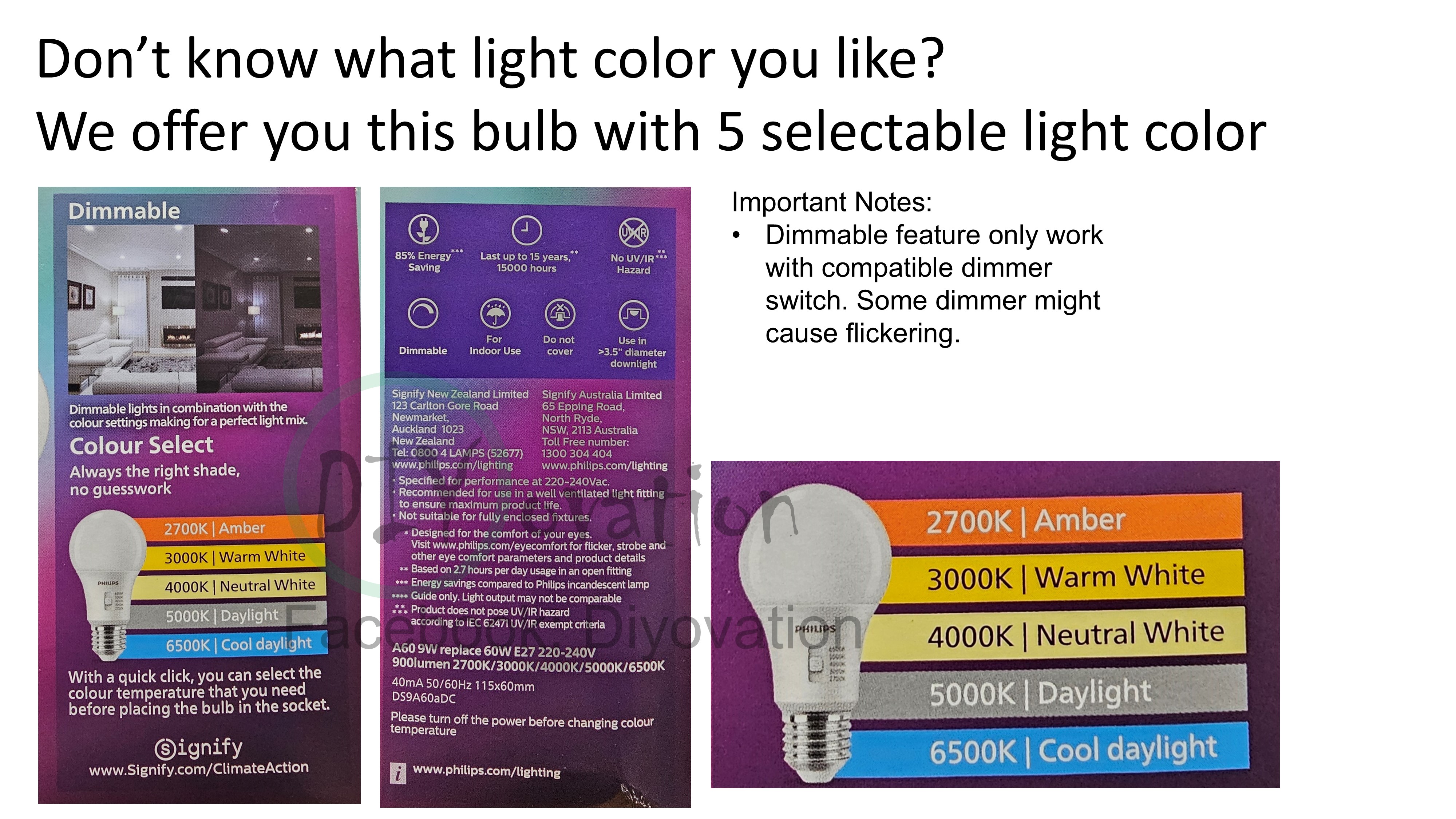 Philips 9W/ 14W E27 LED bulb/ 5 Selectable Light color temperature ...