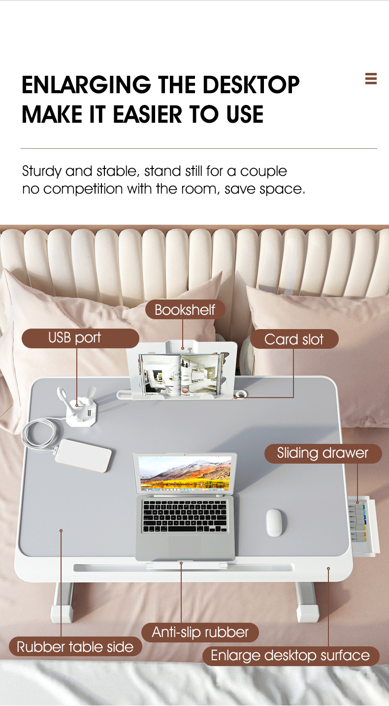 HXR Multi-purpose Foldable laptop Table lazy Table Bed Table Computer ...