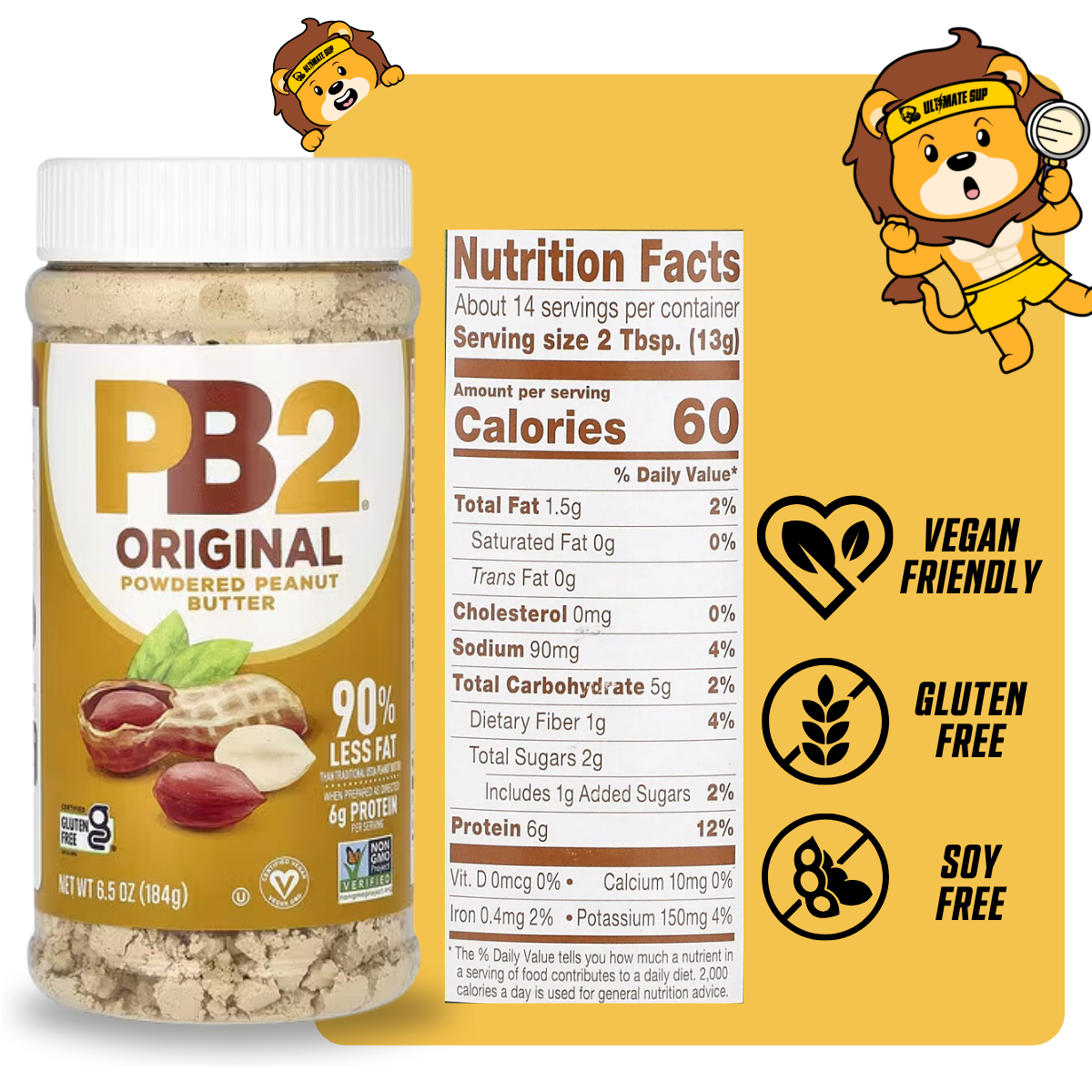 PB2 Foods, Powdered Peanut Butter, 90% Less Fat, High Protein, Low ...