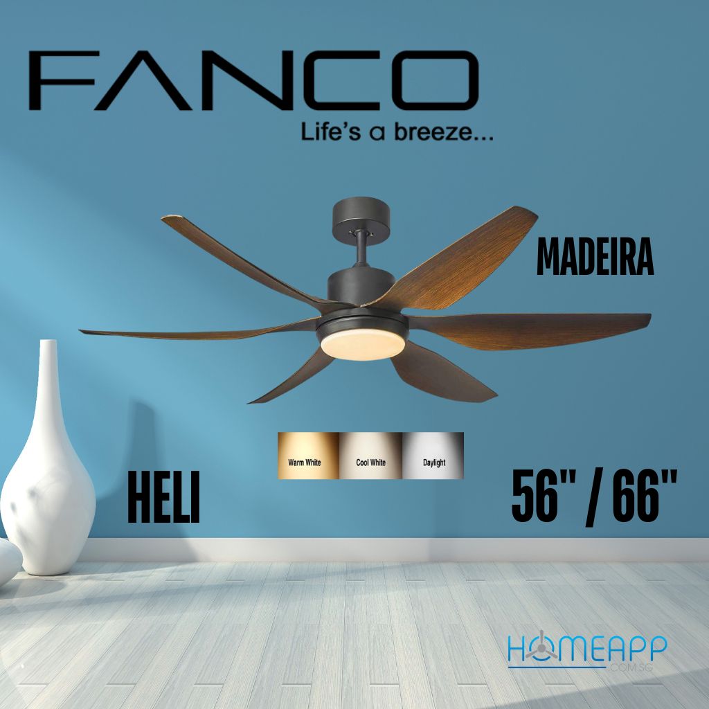 FANCO ceiling fan HELI 56" 66" DC motor 3 Tone LED 24w remote control ...