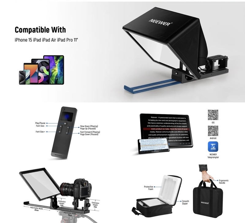 NEEWER BASIC X12B Aluminum Alloy Liftable Teleprompter | Shopee Singapore